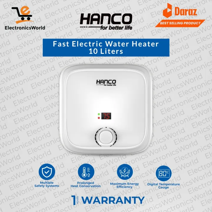 HANCO 10 Liters Fast Electric Water Heater | Enhanced with Multiple ...