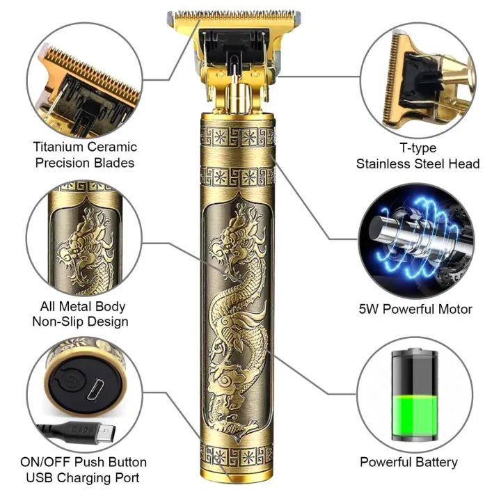 Vintage Body T9 Cordless Electric Shaver Hair Cutting Machine for Man ...