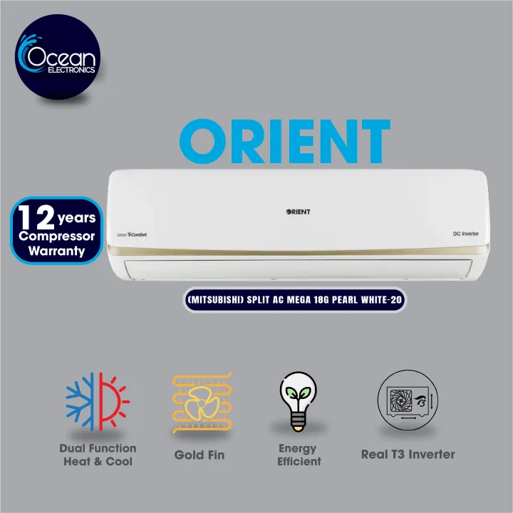ORIENT(MITSUBISHI) 1.5 TON SPLIT AC MEGA 18G DC INVERTER PEARL WHITE ...