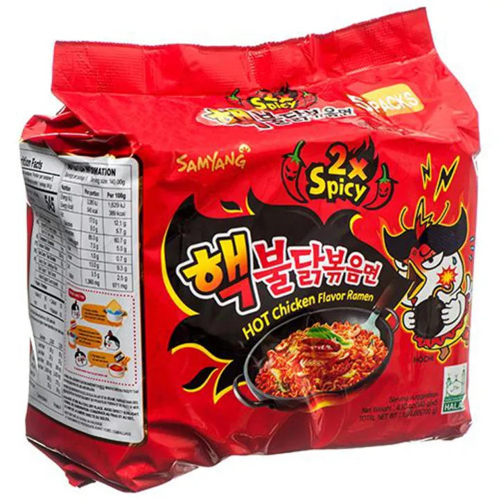 Samyang Noodles 2x Spicy Ramen (Red Pack of 5) 700 grams instant ...