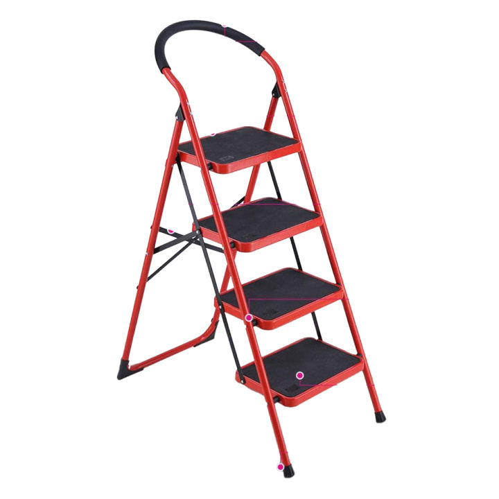 4 Step Folding Ladder Red | Daraz.pk