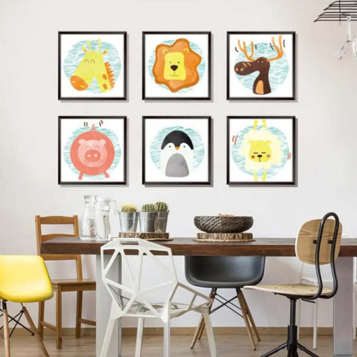 Cute Cartoon Animal Portrait Wall Sticker Animal Wall Sticker for Home ...