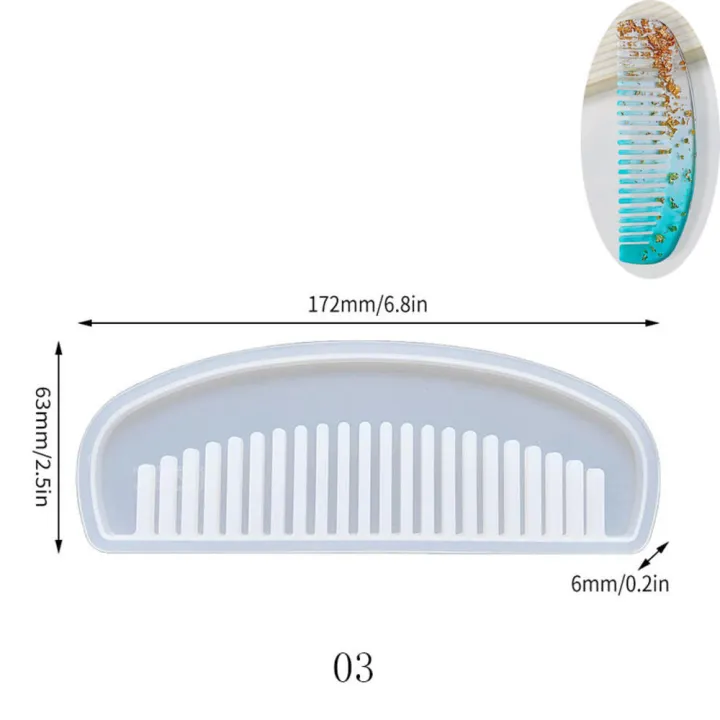 Long Epoxy resin comb Detangle Short Crescent Handmade comb Mirror ...