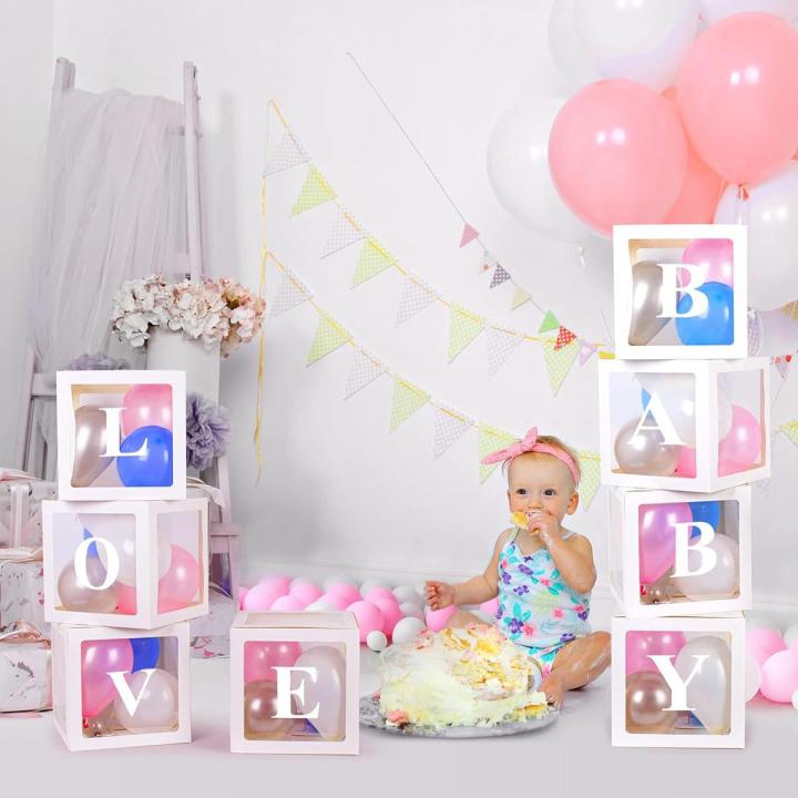 4Pcs Clear Balloon Boxes with Alphabets Letters, Transparent Baby Box ...