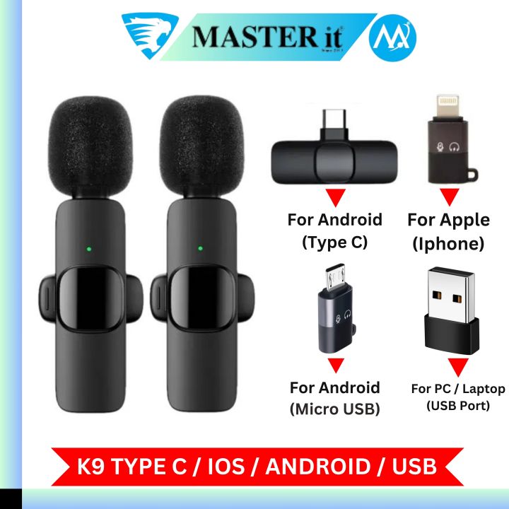 Wireless MIC Type C/IOS/Android Mic K9 Wireless Double Microphone For ...