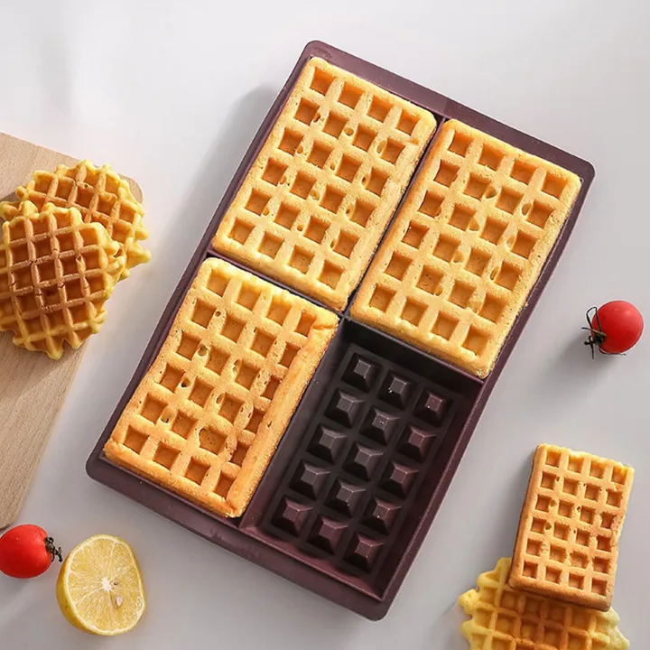 4 Cavities Square Waffle Mold Silicone Waffle Maker Baking Tray Mold ...