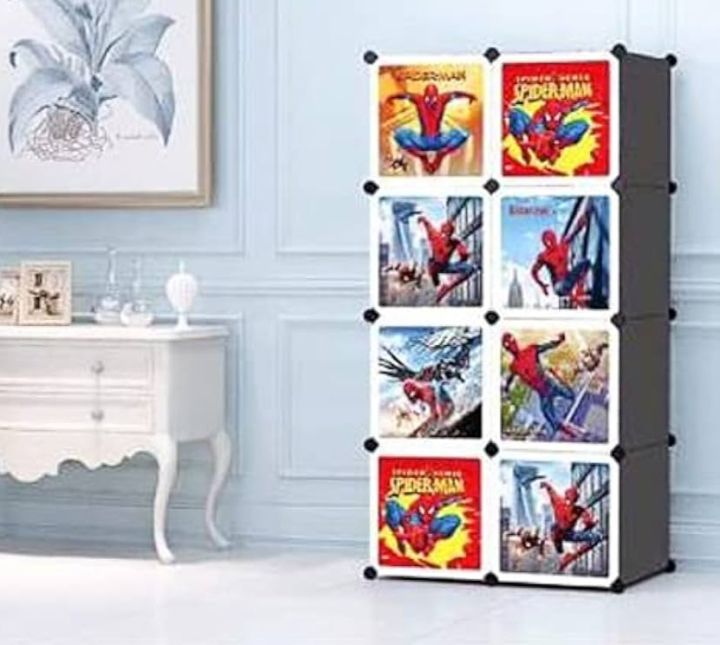 SPIDER MAN 8 Cubes Storage Cabinet & Wardrobe For Kids With Hanging Rod ...
