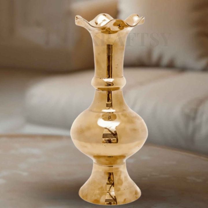 Ornate Bloom Flower Vase | Brass Vase | Plain Enamel | Antique Gold ...
