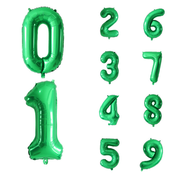 32inch Green Number Balloon Digit Figure Foil Balloons Anniversary ...
