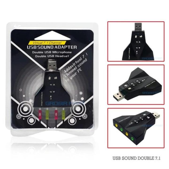 USB Sound Adapter External Stereo Sound Adapter Virtual 7.1 Channel Double Microphone/Headset ...