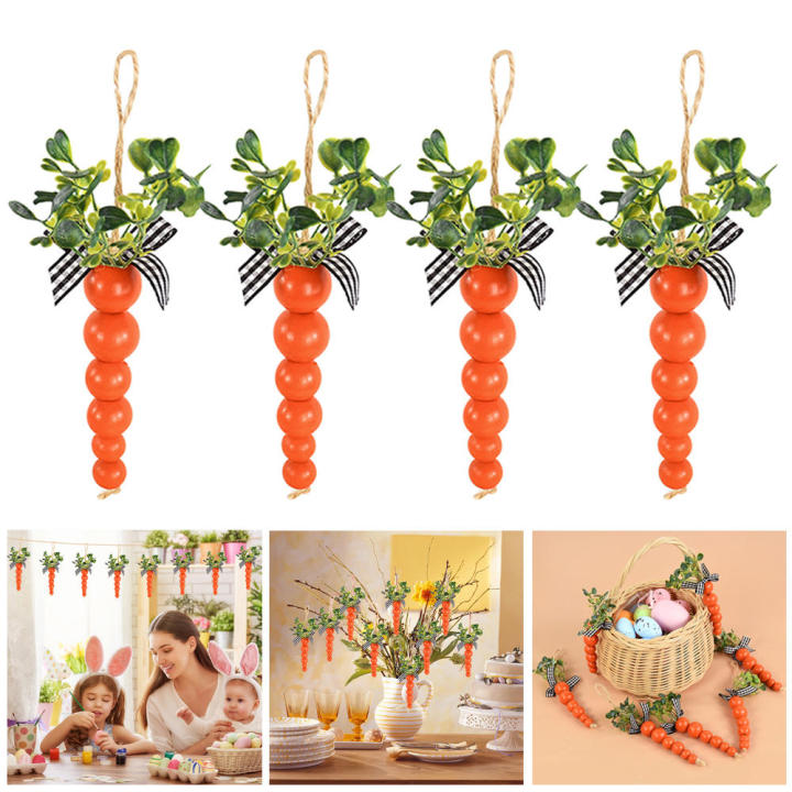 DIY Easter Wooden Carrots Hanging Pendants Festive Handcrafted Charming ...
