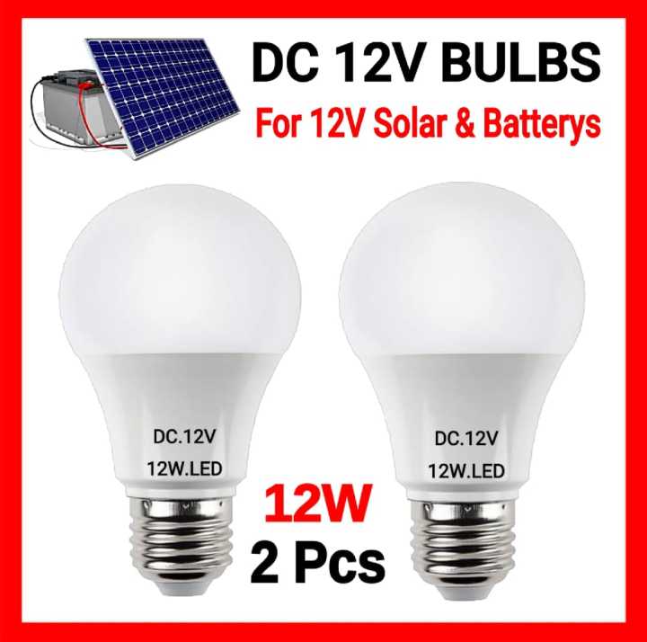 DC 12V LED Solar Bulb 12 Watts Screw Type E27 (Daylight White)- Solar ...