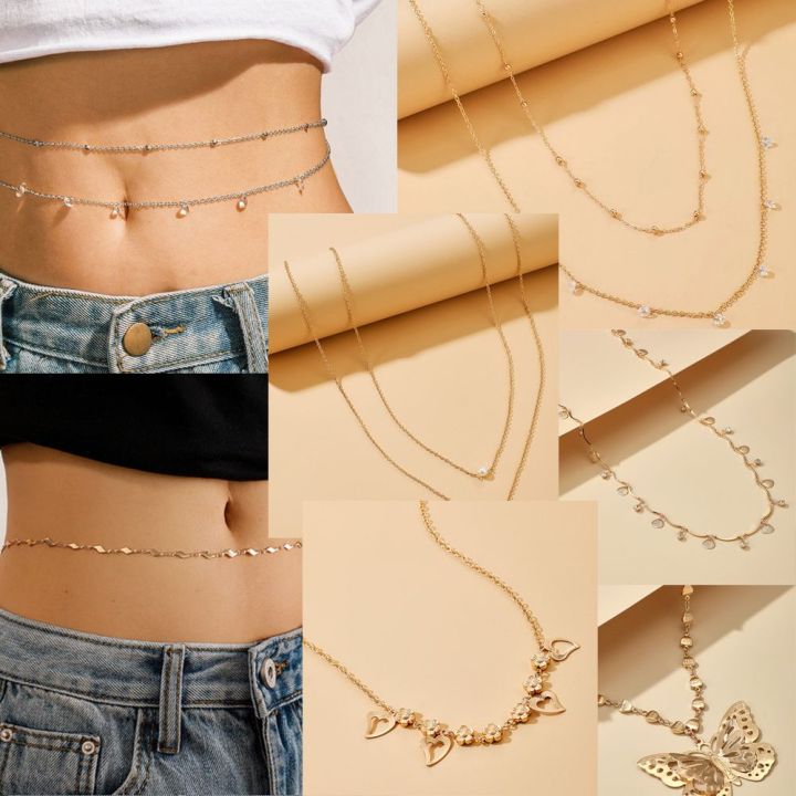 Women Beach Crossover Body Chain Belly Waist Chain Wear Body Jewelry ...