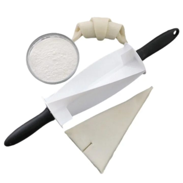Large Size Croissant Cutter Rolling Pin Plastic Black and White Pastry ...