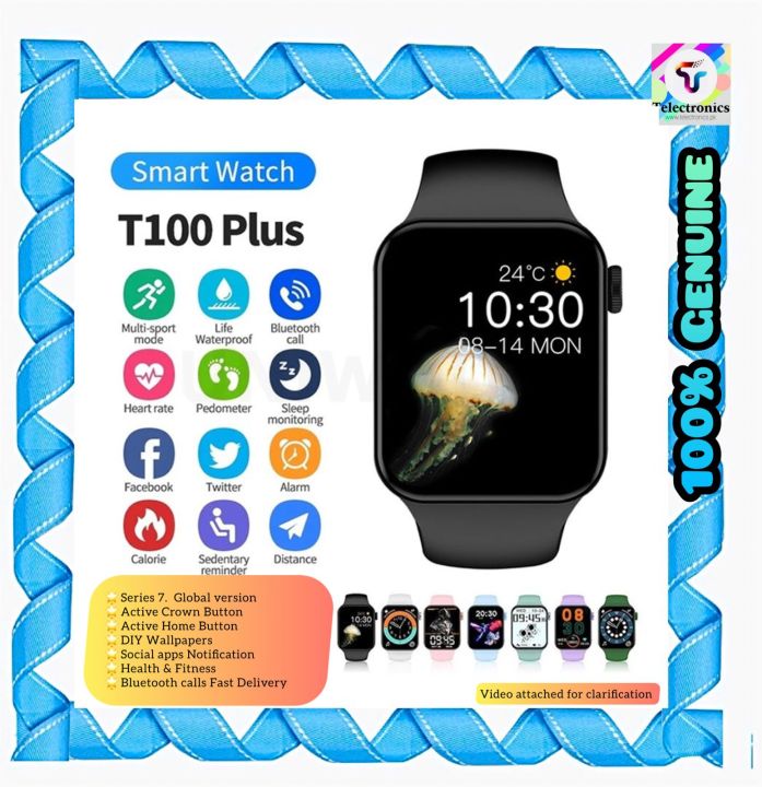 Original T100 Plus Smart Watch Series 7 Smartwatch Bluetooth call App ...