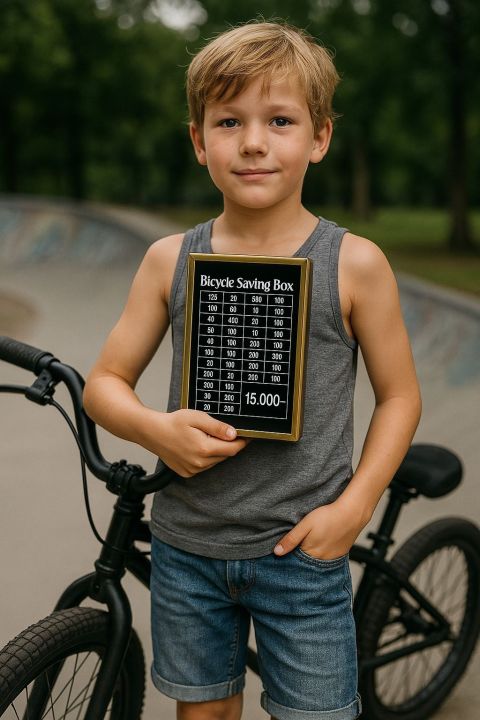 Bicycle-Themed Kids Wooden Money Saving Box – Lock-Free Piggy Bank ...