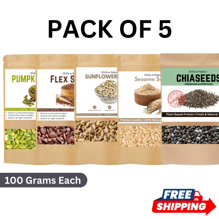 Pack of 5 100 Grams Pumpkin Flex Sunflower Sesame & Chia Seeds | Fresh ...