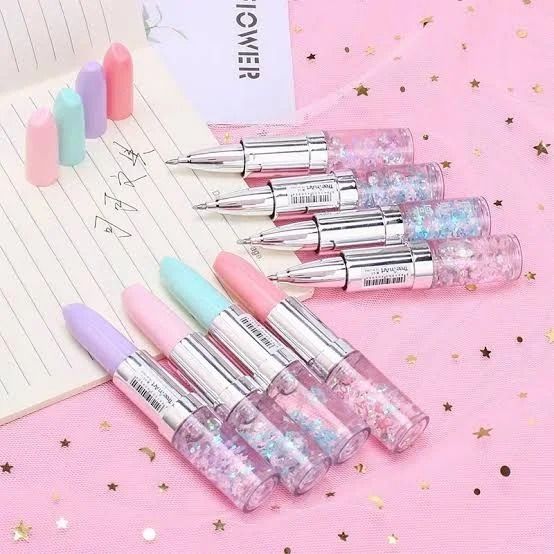 Cute Kawaii Lipstick Gel Pen Creative Glitter Quicksand Lipstick-Style ...