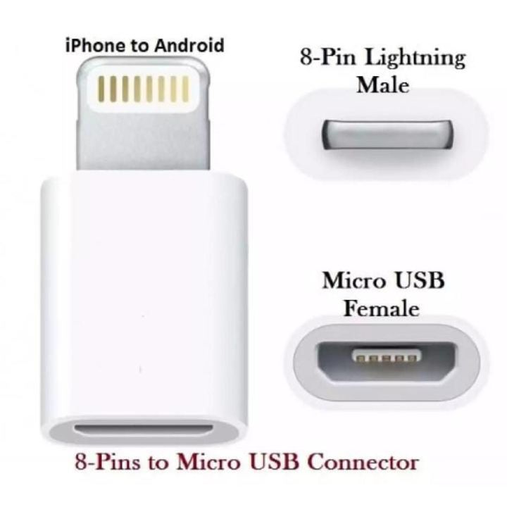Iphone Lightning To Android Micro Usb Converter USB Adapter | Daraz.pk