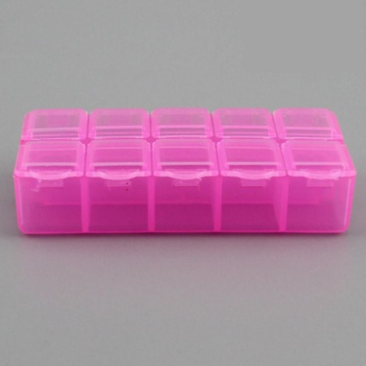 Simplicity Transparent Bead Organizer Plastic Rectangle 10 Grid Square ...