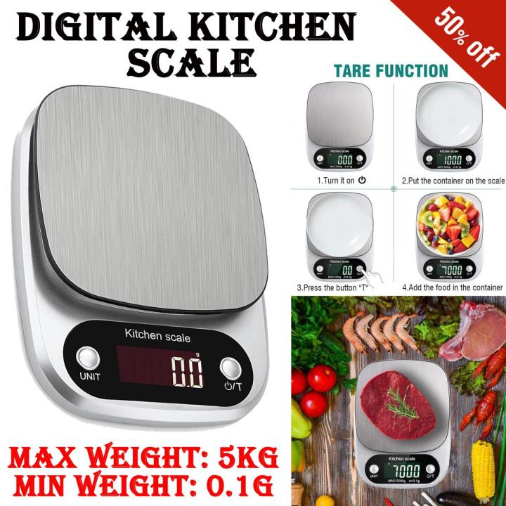 Imported Digital Kitchen Scale Stainless Steel Design - Multiple Modes ...