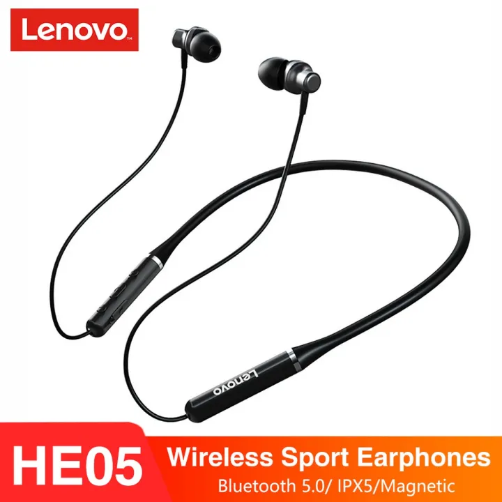 Lenovo HE05 Bluetooth Headphones Wireless BT5.0 Ergonomic Magnetic ...