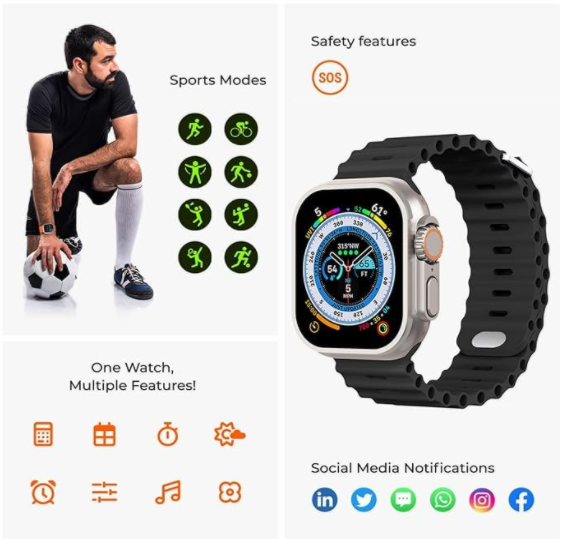 Smart Watch T800 Ultra 2 Latest 2024 2.0 Dial Smart Sensor T800 Ultra ...