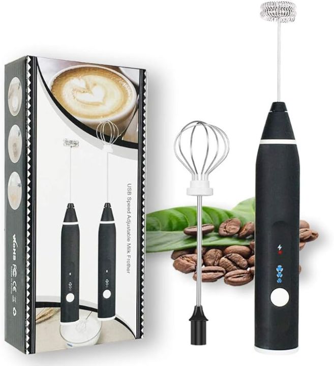 Rechargeable Foam Maker with Double Whisk, Upgraded 3 Speeds Frother ...