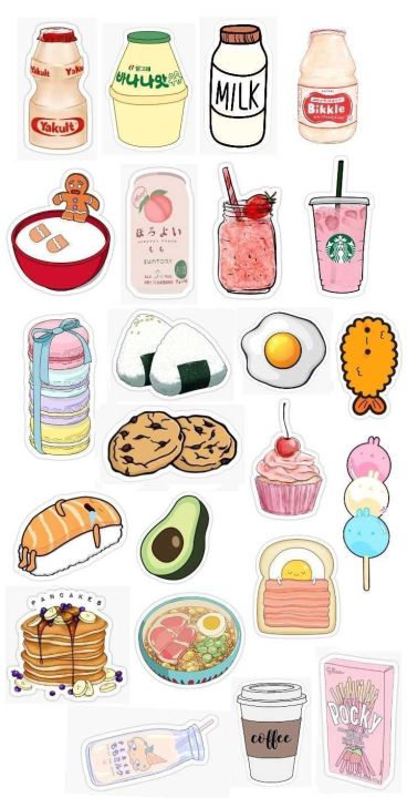 Kawaii Japanese Snacks Sticker Cute Sushi Ramen & Yakult Decals ...