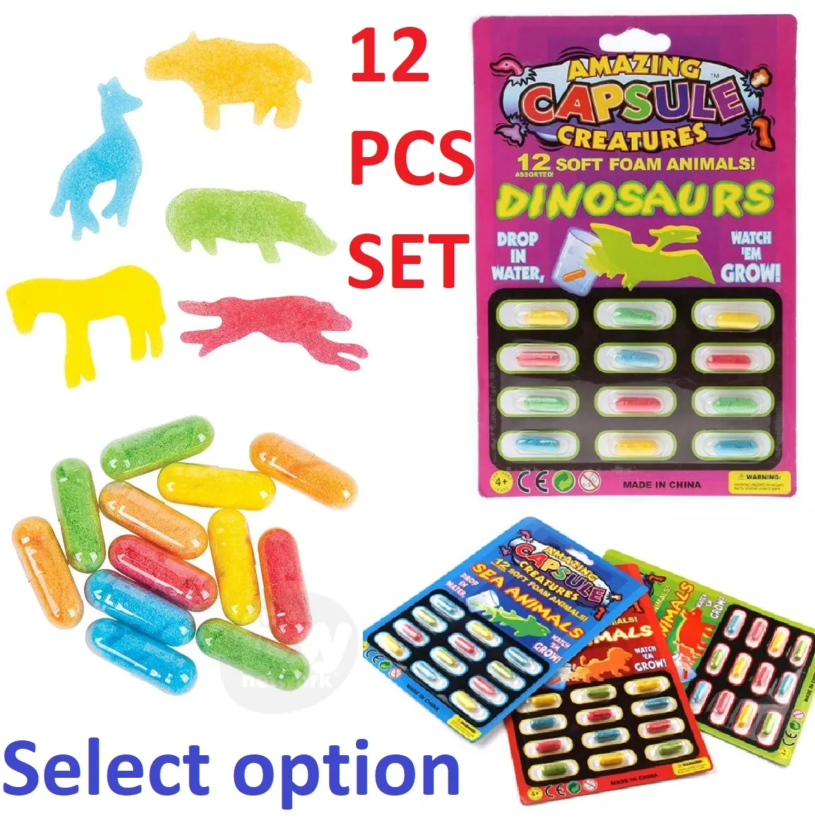 MAGIC WATER CAPSULE ANIMALS - 12PCS/Set - Warm Water Growing Animal ...