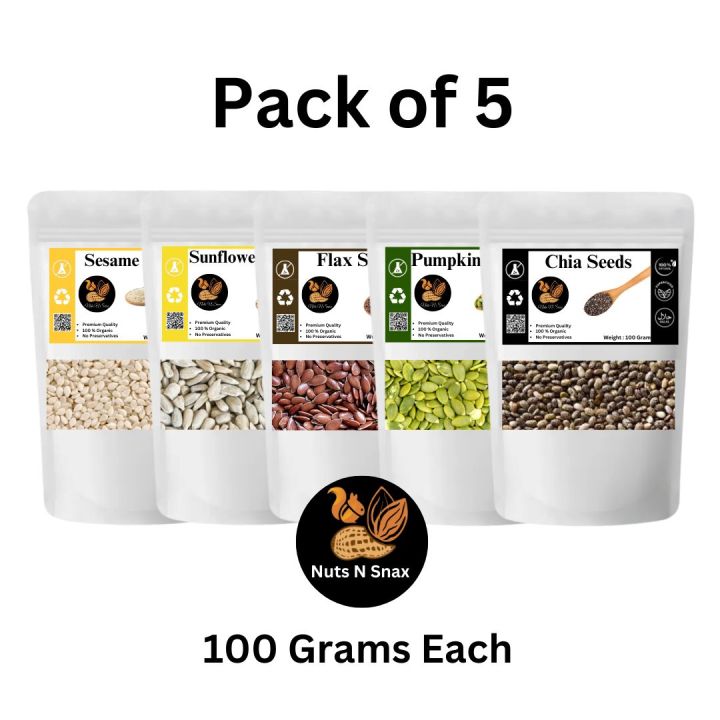 Pack of 5 (100 grams Each) Pumpkin Seeds Without Shell | Sunflower ...