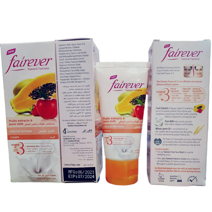 FairEver Natural Fairness Fruit Extracts and milk Cream 50gm | Daraz.pk