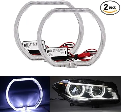 Universal Square LED Angel Eyes Rings Lights Super Bright Headlight ...
