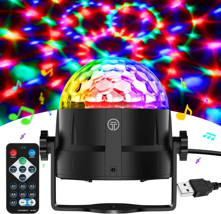 Disco Ball, 360° Rotating Music Activated Disco Light LED Party Lamp ...