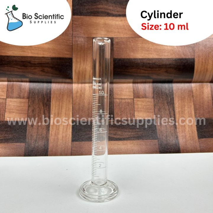 10ml Graduated Cylinder, Borosilicate 3.3 Glass, Single Metric Scale ...