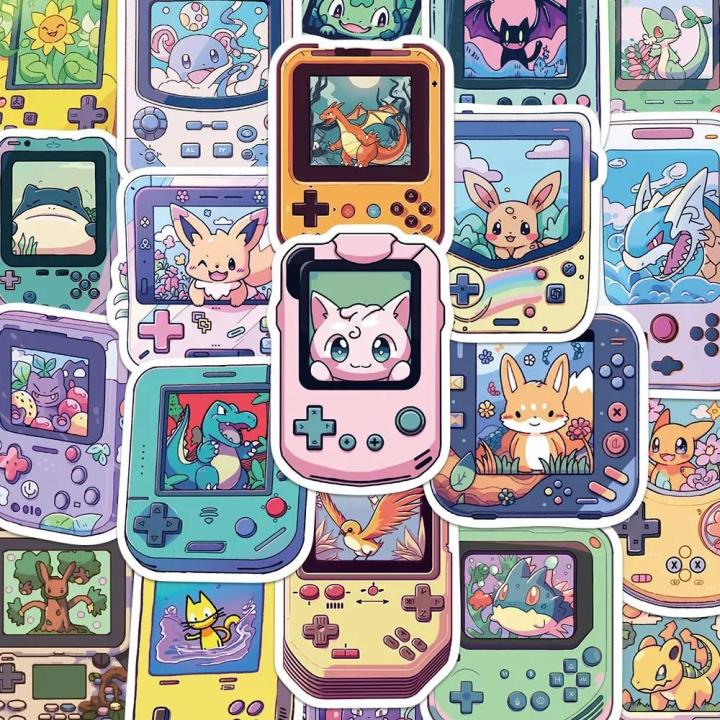 50pcs Kawaii Cartoon Game Console Pokemon Graffiti Stickers Cute Anime ...