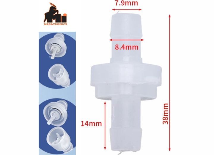 PP Check Valves Diameter 10mm Length 43mm Non Return stop valve One Way ...