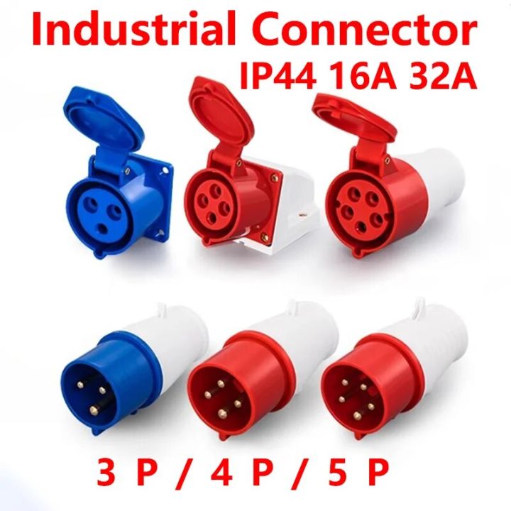 Industrial plug and socket waterproof connector 3PIN 4PIN 5PIN 16A/32A IP44 waterproof ...