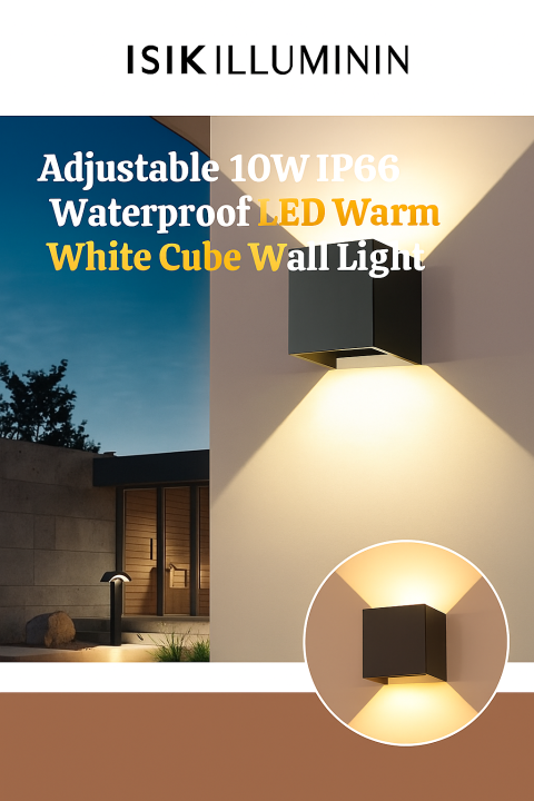 ISIK ILLUMINATION Adjustable Beam 10W LED Wall Light – Warm White, IP66 ...
