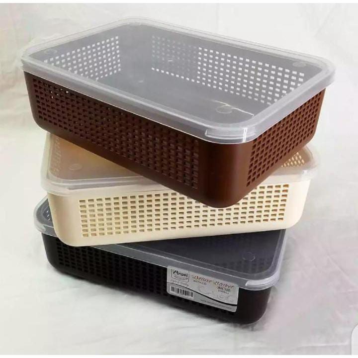 Multipurpose Plastic Storage Basket with Lid - Fridge Storage Basket ...