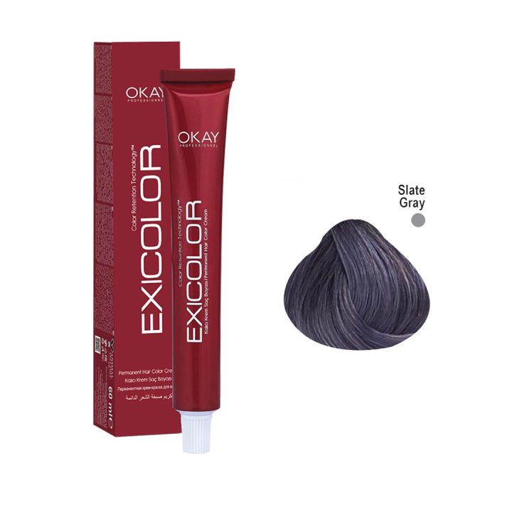 Okay Exicolor Permanent Hair Color Cream - Slate Gray - 60 ml | Daraz.pk