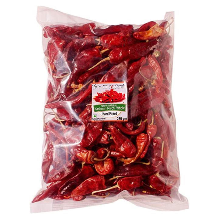 Vale Of Kashmir Kashmiri Red Mirchi / Chilli Whole 250 Gram | Natural ...