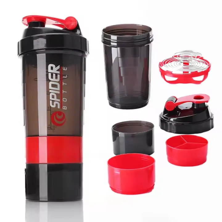 Spider Bottle Protein Shaker with Storage – 3-in-1 Blender Mixer Cup ...