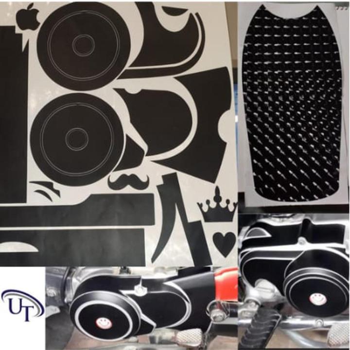 Engine Sticker Kit Matt Black & Fuel Tank Sticker (Shine Black) For All ...