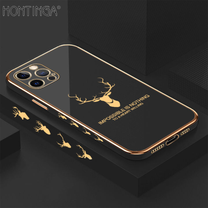 Hontinga for iPhone 12 Pro Max Back Cover Luxury 6D Plating Lucky Side ...