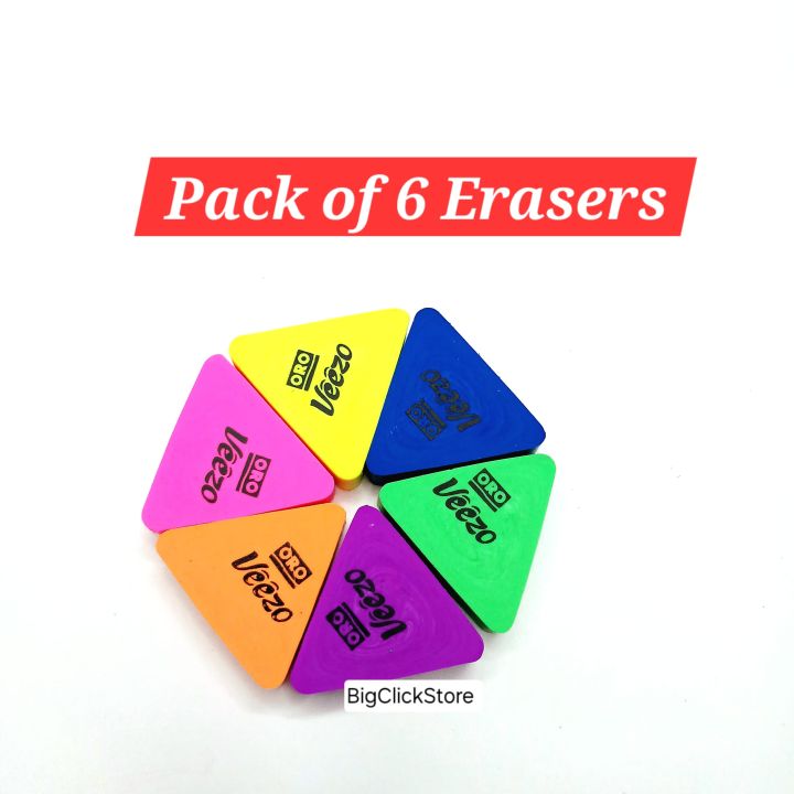 Oro Veezo Erasers - Triangle Shape Eraser - Colourful Erasers - Soft ...