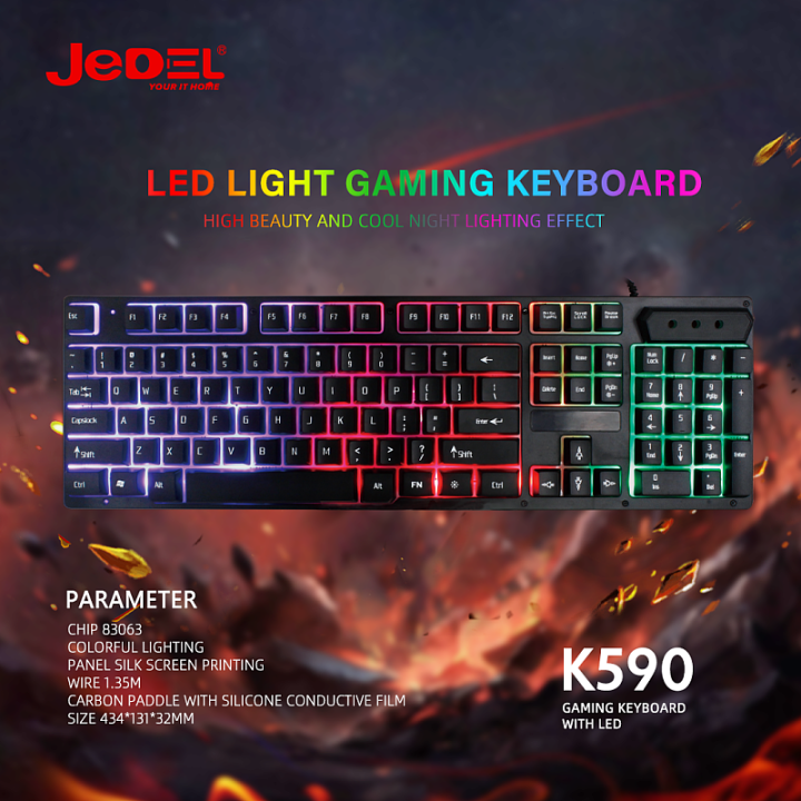 Jedel K590 LED RGB Backlight Wired Gaming Keyboard-Best Gift-1 Piece | Daraz.pk