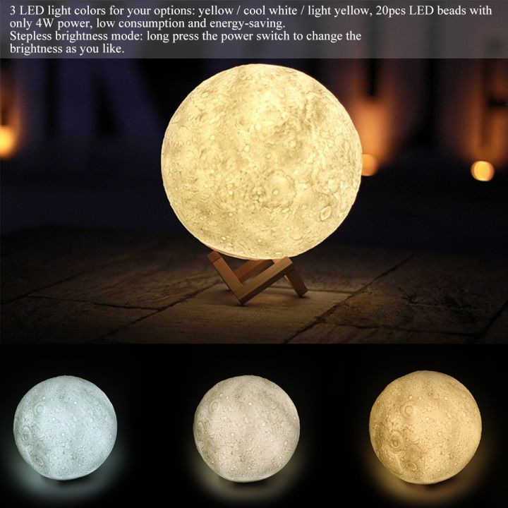 3D Magical Moon LED Night Light 15cm | Dimmable USB Table Lamp with ...