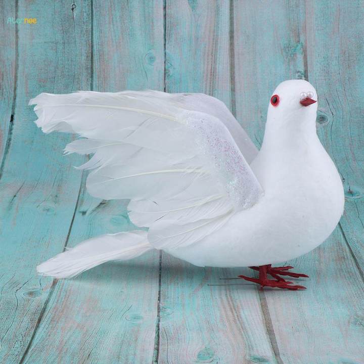 White Doves Realistic Feather Artificial Flying Birds Wedding | Daraz.pk