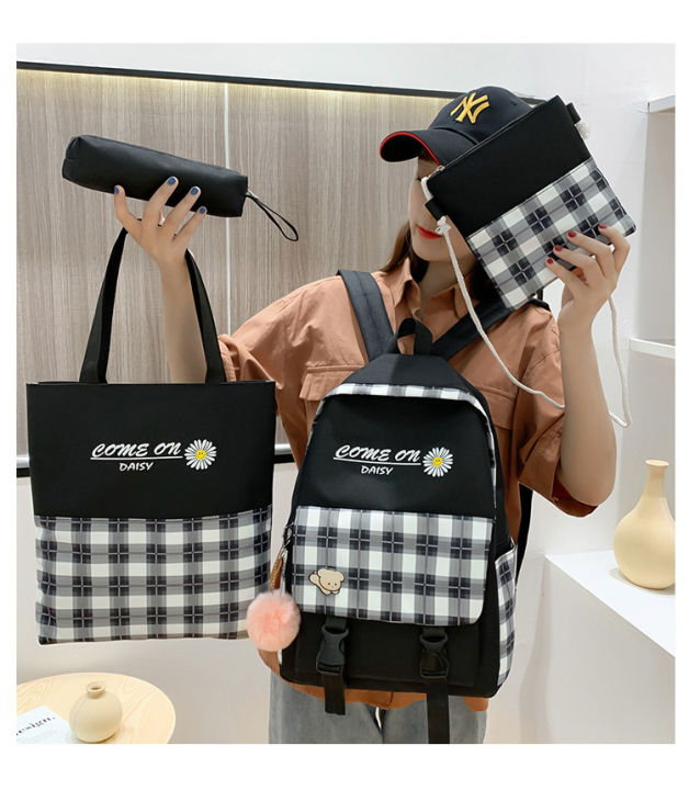 4IN1 SAT Women Backpack For Teenage Girls College Student Kids Book Bag ...